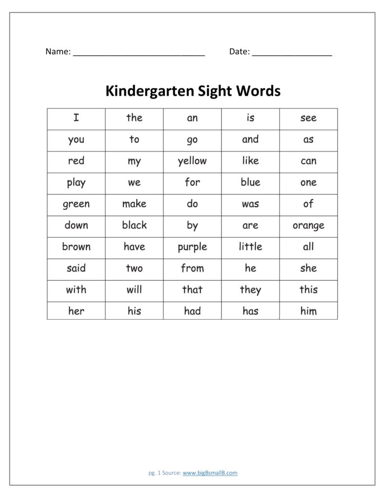 Kindergarten Sight Words kindergarten-sight-words